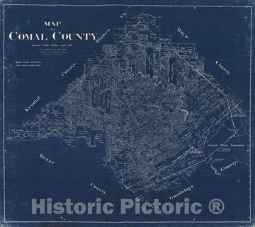 Historic 1897 Map - Map of Comal County – Historic Pictoric