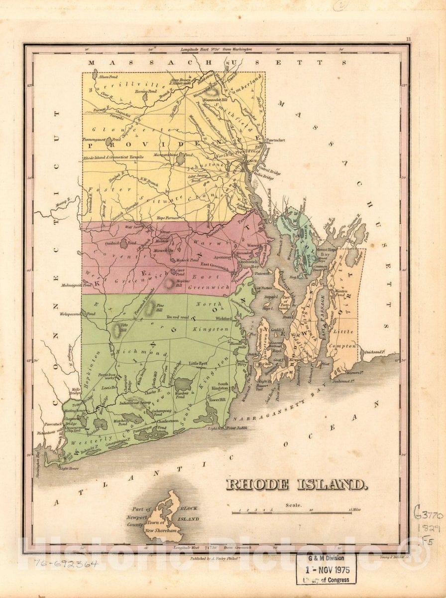 Historic 1829 Map - Rhode Island. – Historic Pictoric