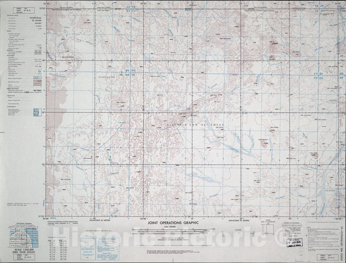 Historic Map - Joint Operations Graphic (Ground). - Jebel Onib, Sudan ...