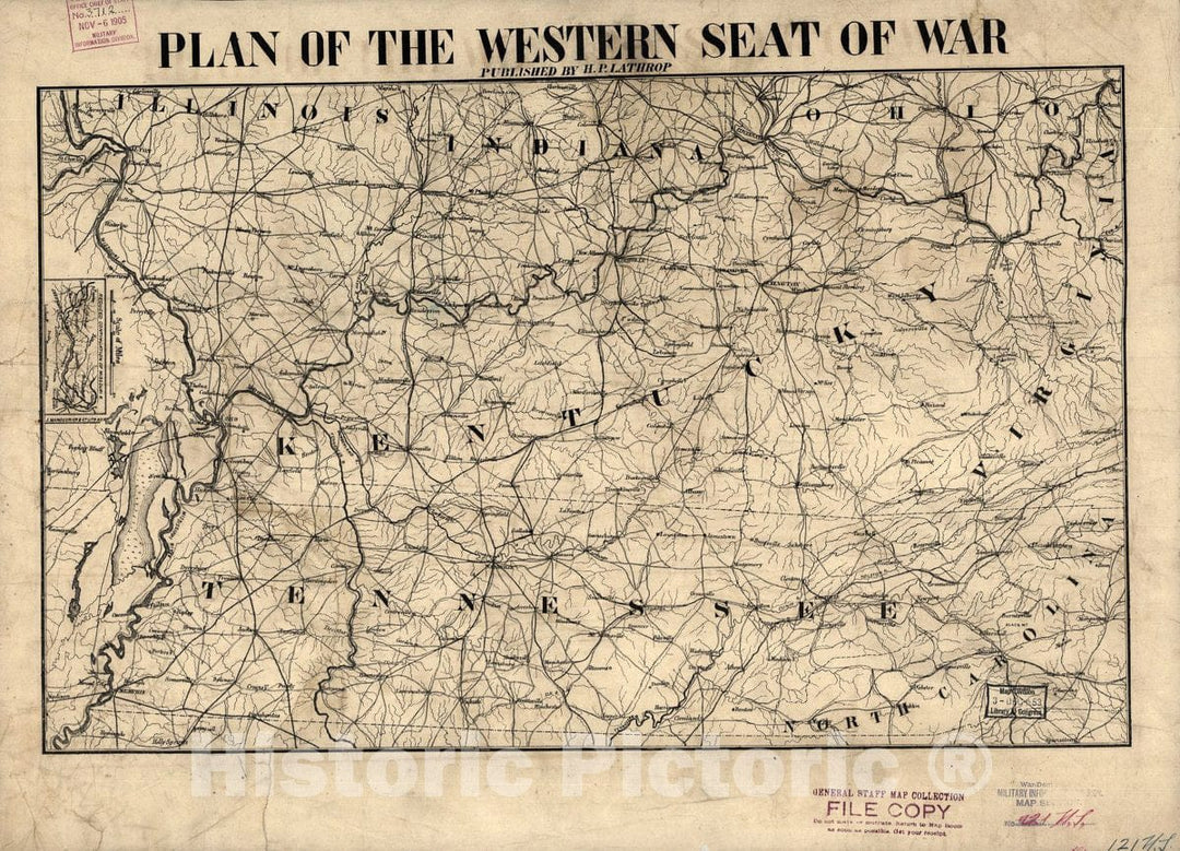 Historic 1865 Map - Plan of The Western seat of war. – Historic Pictoric