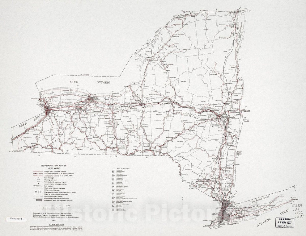 Historic 1976 Map - Transportation map of New York. 1 – Historic Pictoric