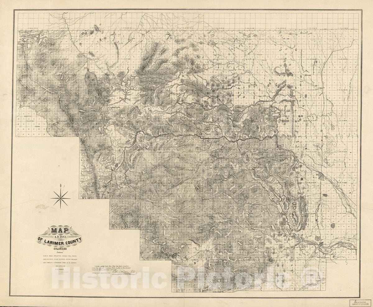 Historic 1884 Map - Map of Larimer County, Colorado : A.D. 1883 : Show ...