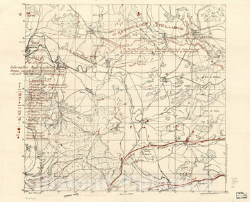 Historic 1918 Map - Information from Captured German maps, prisoner's ...
