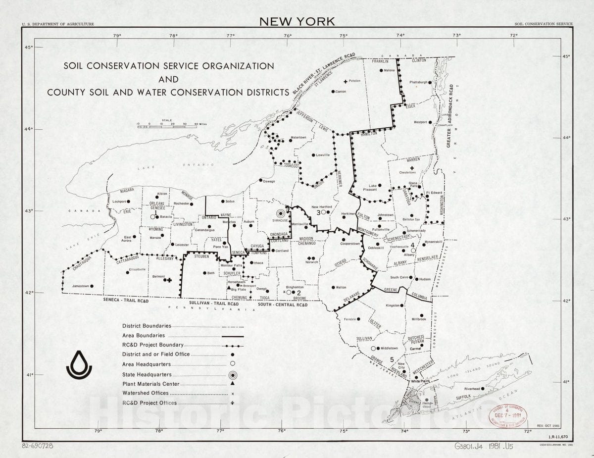 Historic 1981 Map - New York, Soil Conservation Service Organization a ...