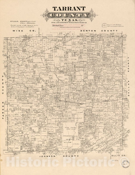 Historic 1870 Map - Tarrant County, Texas - Historic Pictoric