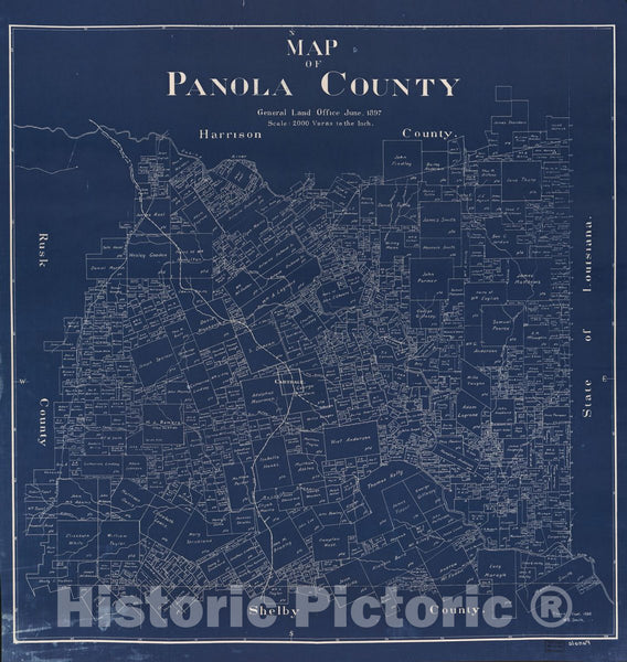 Historic 1897 Map - Map of Panola County - Historic Pictoric