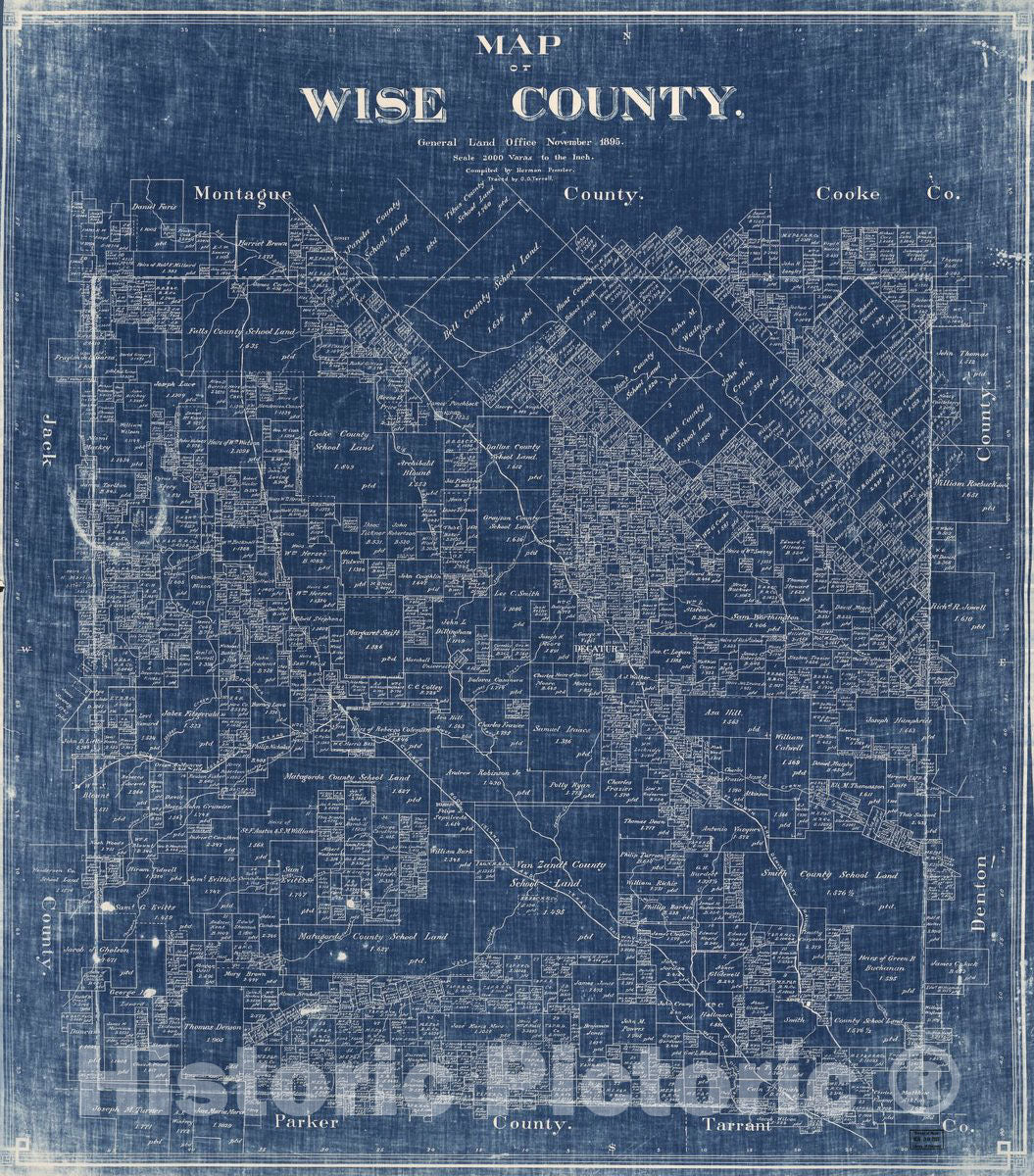 Historic 1895 Map - Map of Wise County – Historic Pictoric