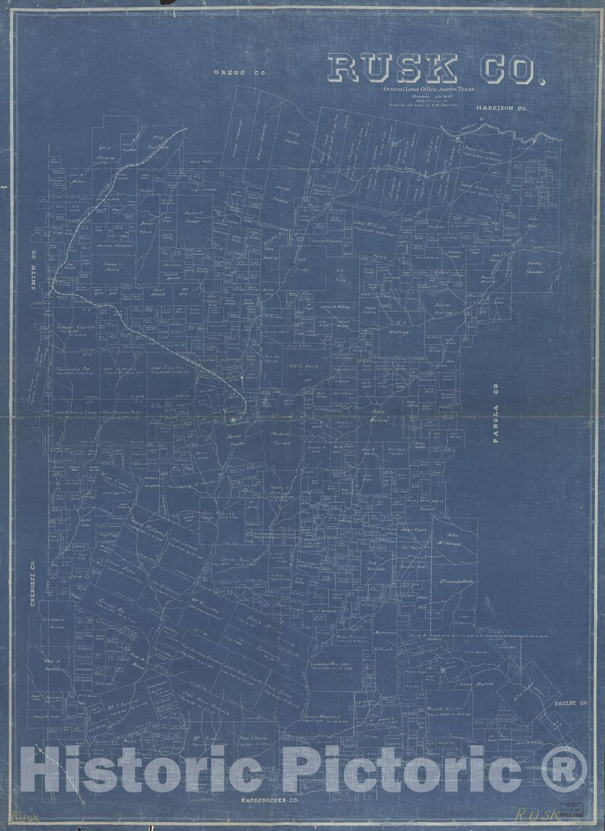 Historic 1895 Map - Rusk Co, Texas – Historic Pictoric