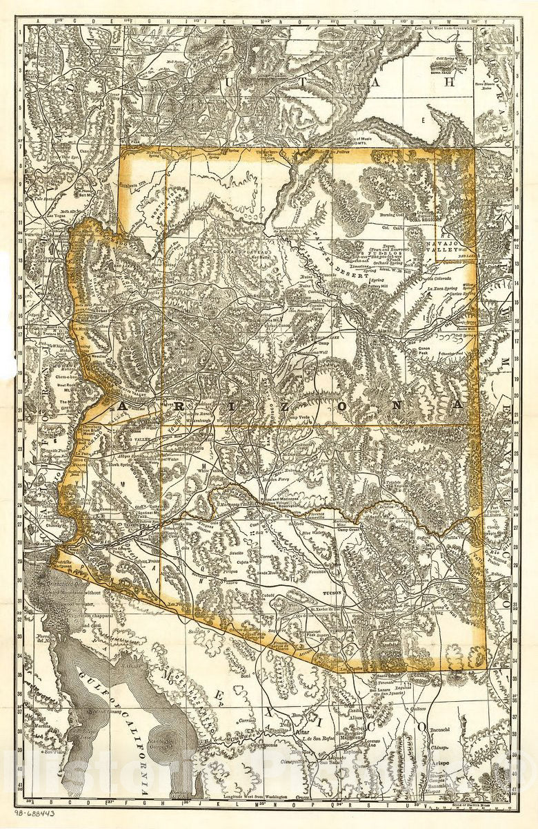Historic 1876 Map - Indexed map of Arizona Showing The Stage Lines, Co ...