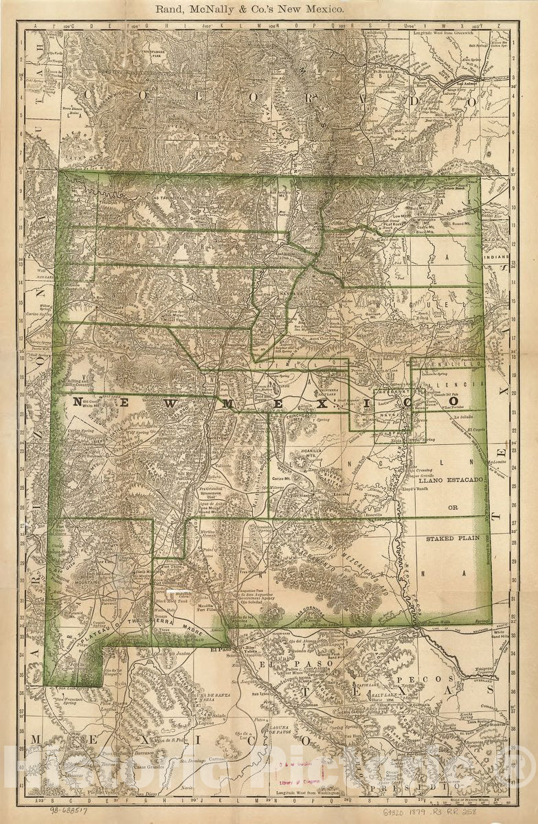 Historic 1879 Map - Indexed map of New Mexico Showing Stage Lines, Cou ...