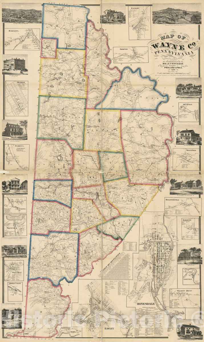 Historic 1860 Map - Map of Wayne Co, Pennsylvania – Historic Pictoric