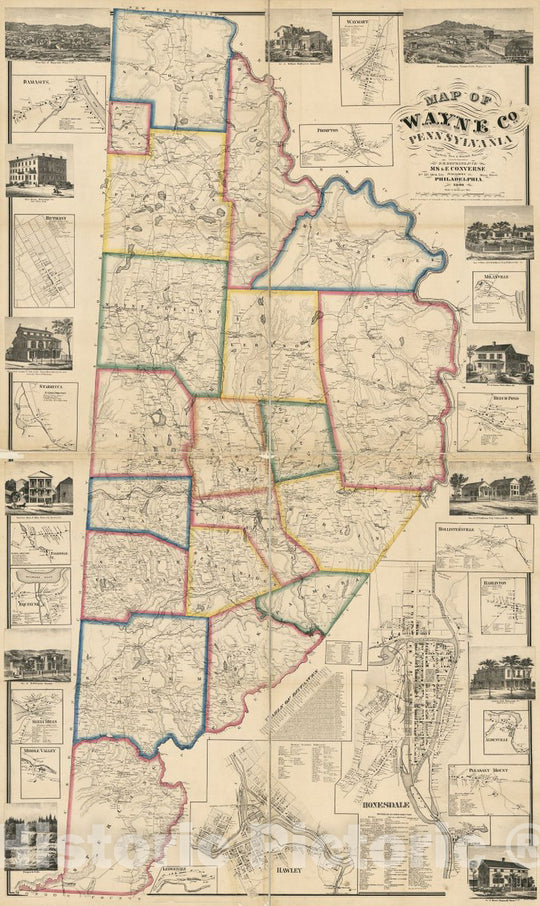 Historic 1860 Map - Map of Wayne Co, Pennsylvania – Historic Pictoric