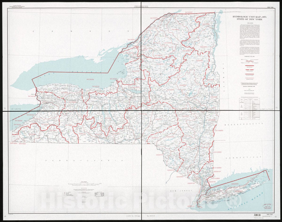 Historic 1980 Map - Hydrologic Unit map-1974, State of New York ...