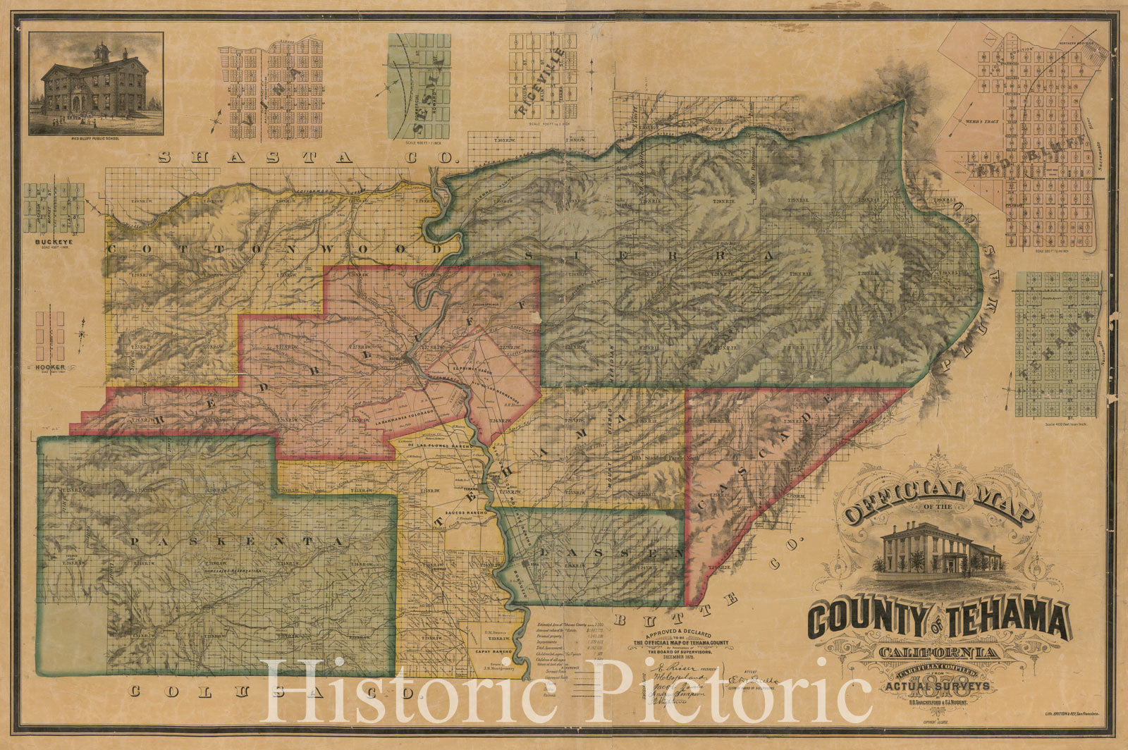 Historic Map - Official map of The County of Tehama, California ...