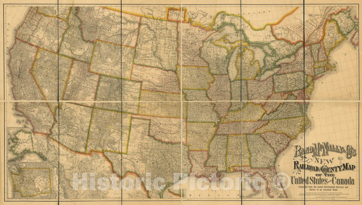 Historic 1876 Map - Rand McNally & Co's New Railroad and County map of ...