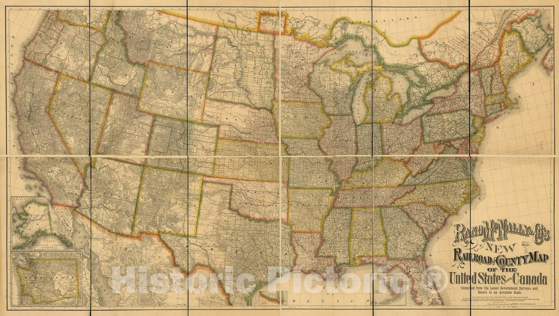Historic 1876 Map - Rand McNally & Co's New Railroad and County map of ...