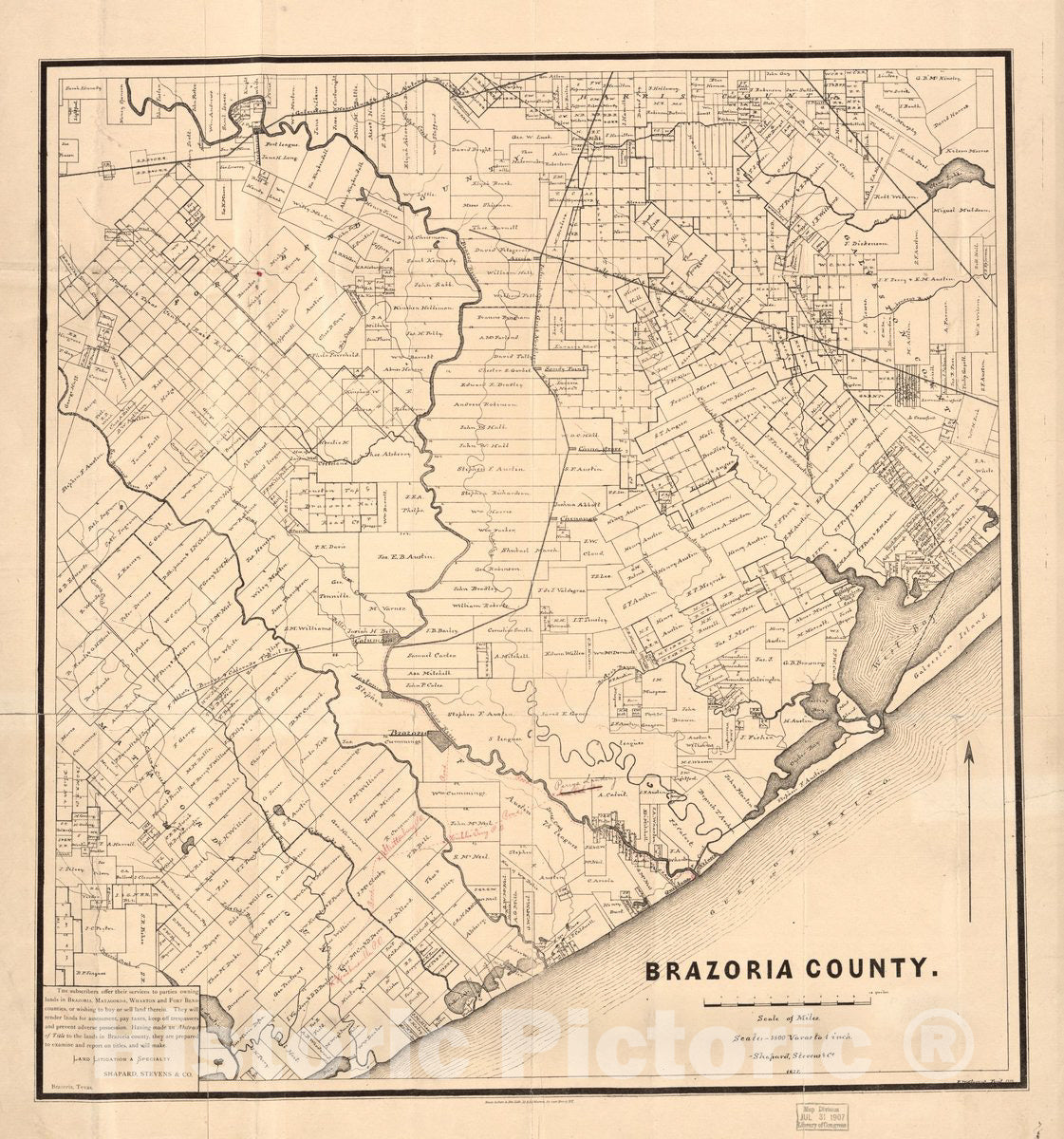 Historic 1877 Map - Brazoria County. – Historic Pictoric