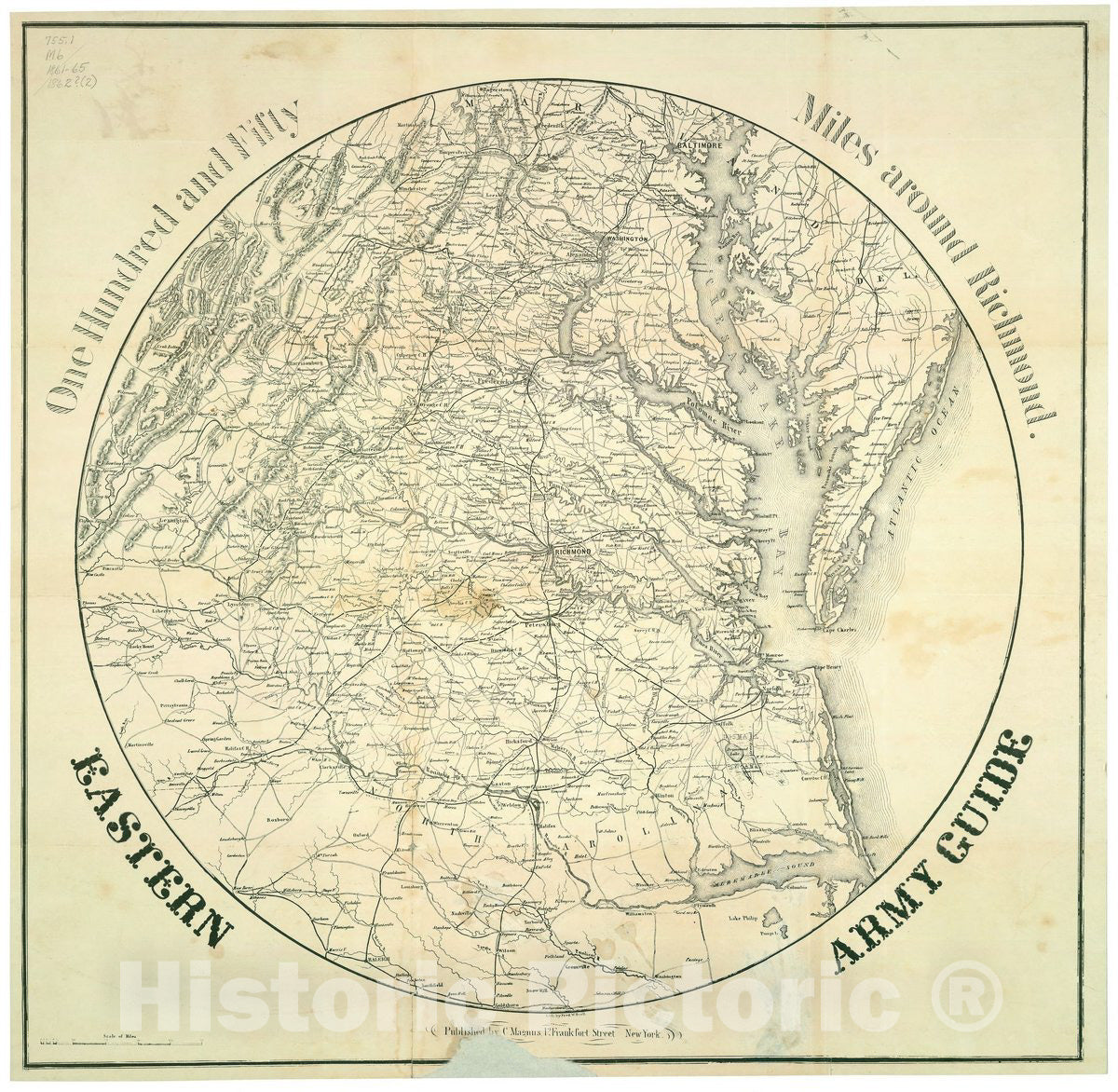 Historic 1862 Map - Eastern Army Guide : one Hundred and Fifty Miles A ...