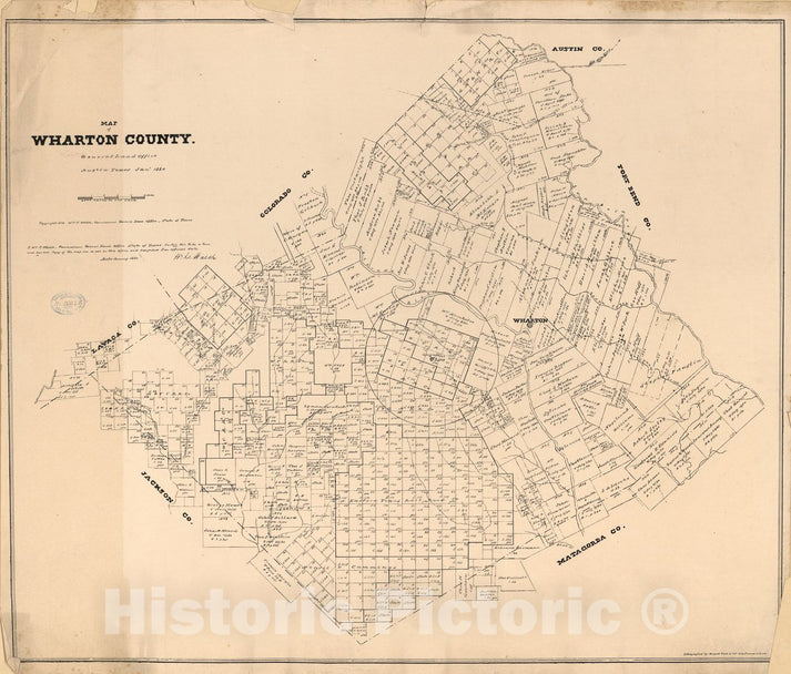 Historic 1880 Map - Map of Wharton County. – Historic Pictoric
