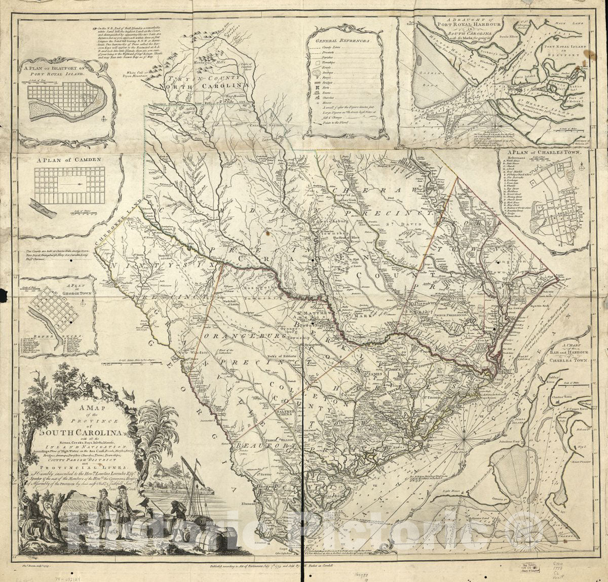 Historic 1773 Map - A map of The Province of South Carolina with All T ...