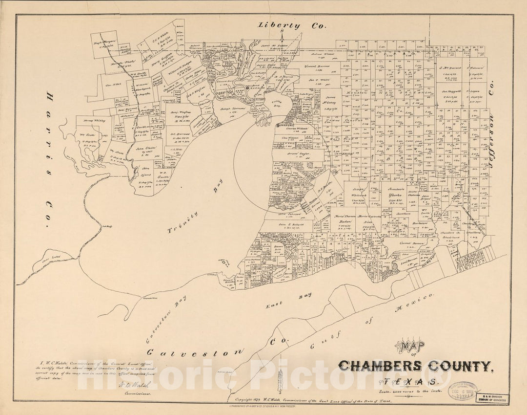 Historic 1879 Map - Map of Chambers County, Texas. – Historic Pictoric