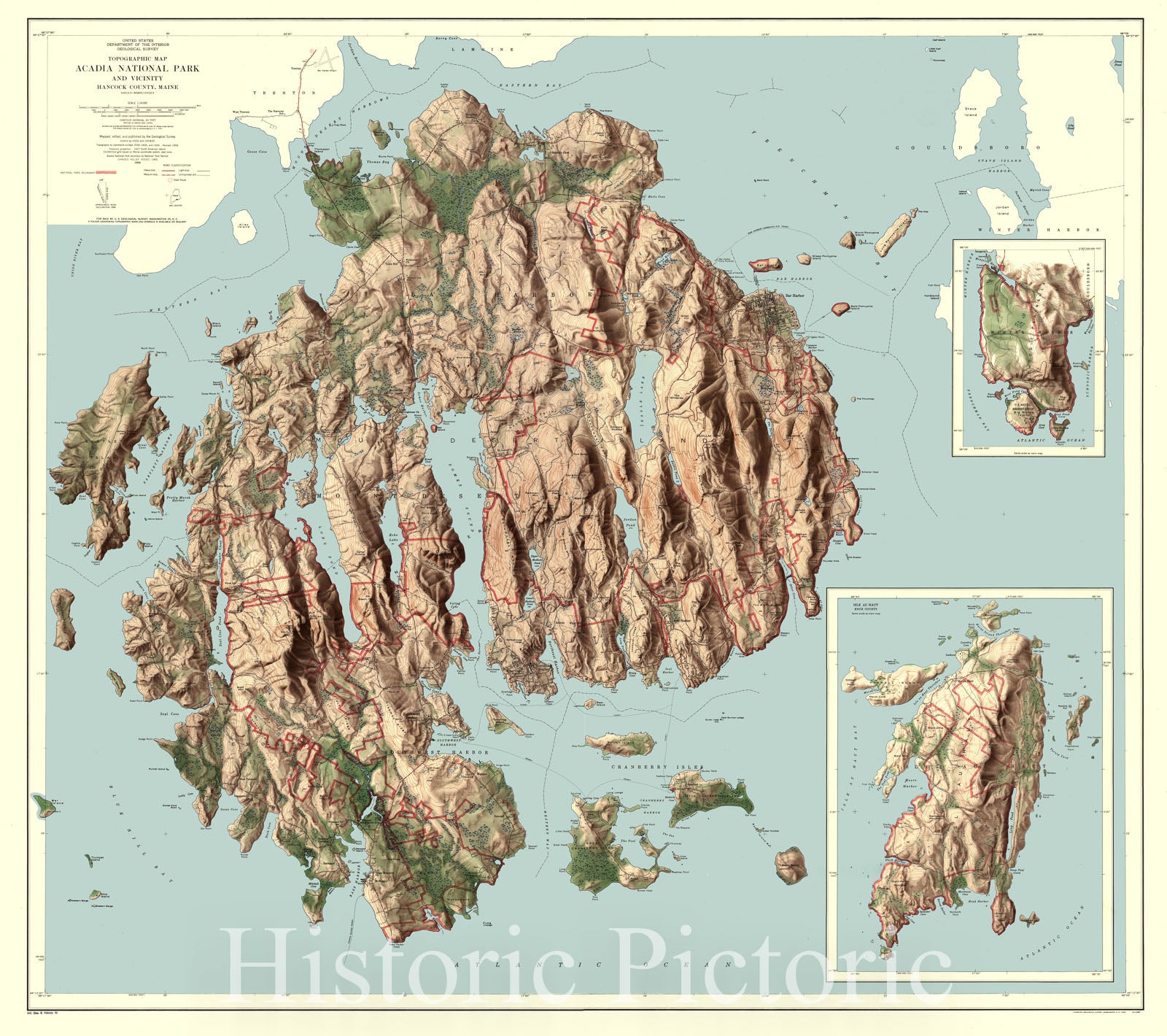 Historic 1960 Map - Topographic map, Acadia National Park and Vicinity ...