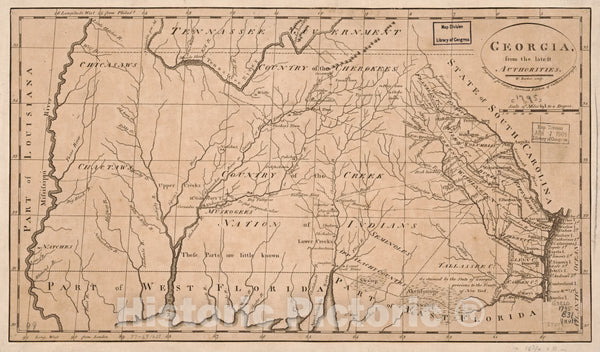 Historic 1795 Map - Georgia, from The Latest Authorities. - Historic ...
