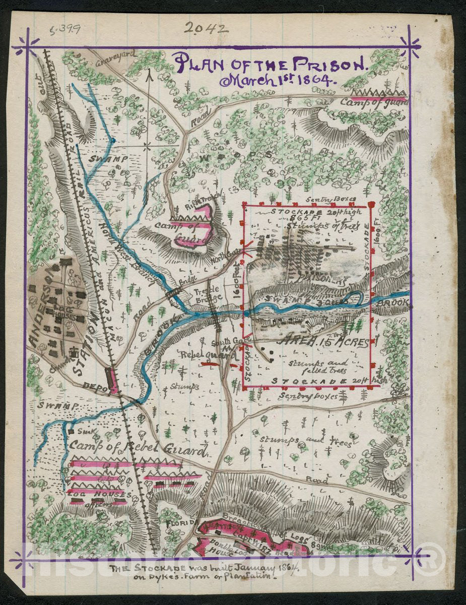 Historic 1864 Map - Plan of The Prison. March 1, 1864. – Historic Pictoric