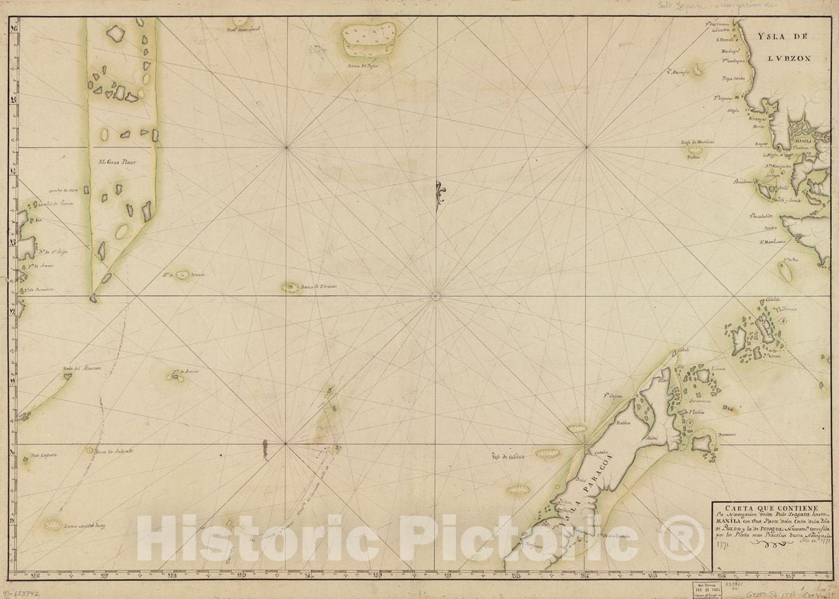 Historic 1771 Map - Carta que contiene la navegaciÃ³n Desde Pulo Zapat ...