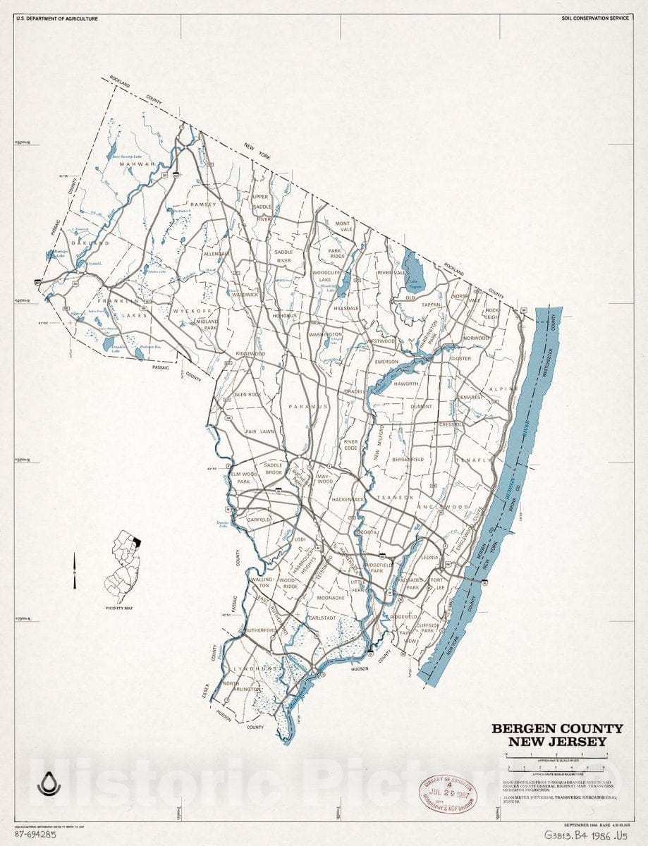 Historic 1986 Map - Bergen County, New Jersey – Historic Pictoric