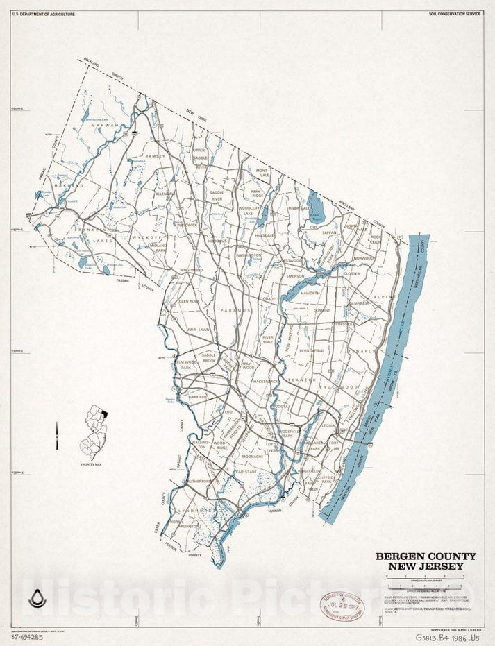 Historic 1986 Map - Bergen County, New Jersey – Historic Pictoric