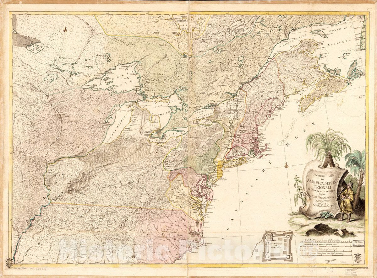 Historic 1755 Map - Theatrum belli in America Septentrionali ...