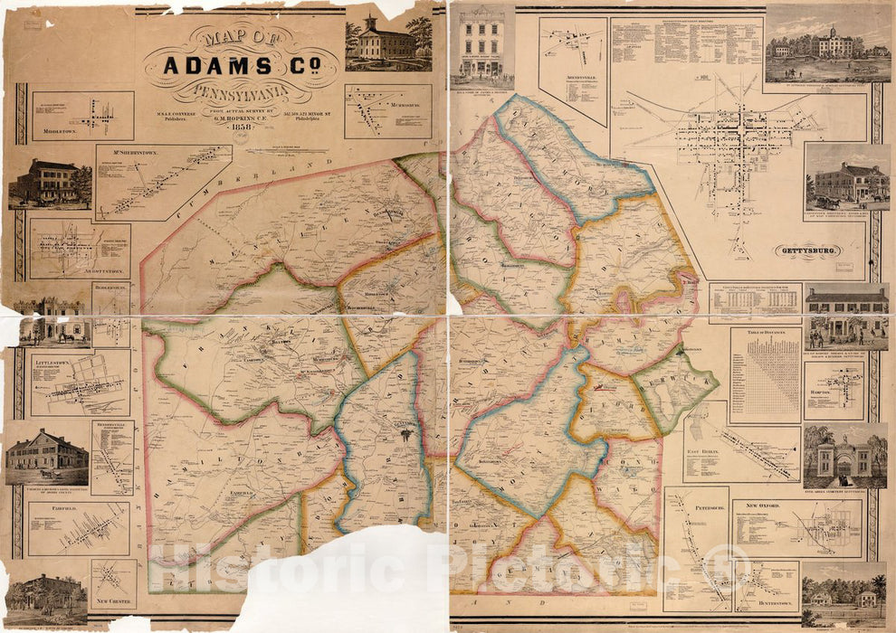 Historic 1858 Map - Map of Adams Co, Pennsylvania 2 – Historic Pictoric