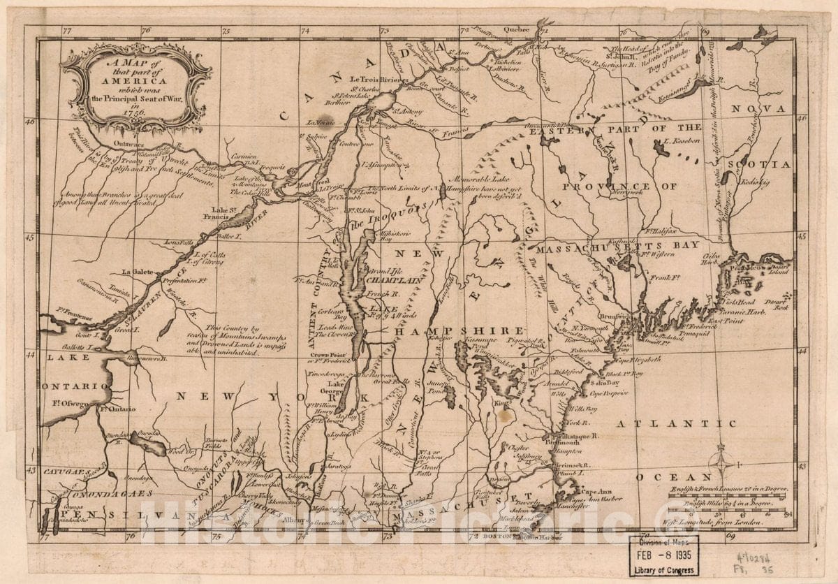 Historic 1756 Map - A map of That Part of America which was The Princi ...