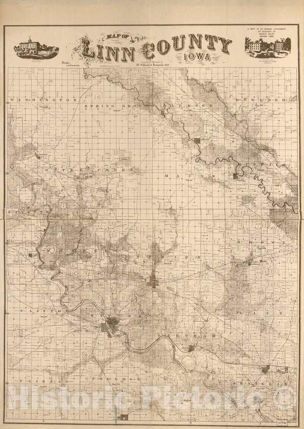 Historic 1949 Map - Map of Linn County, Iowa – Historic Pictoric