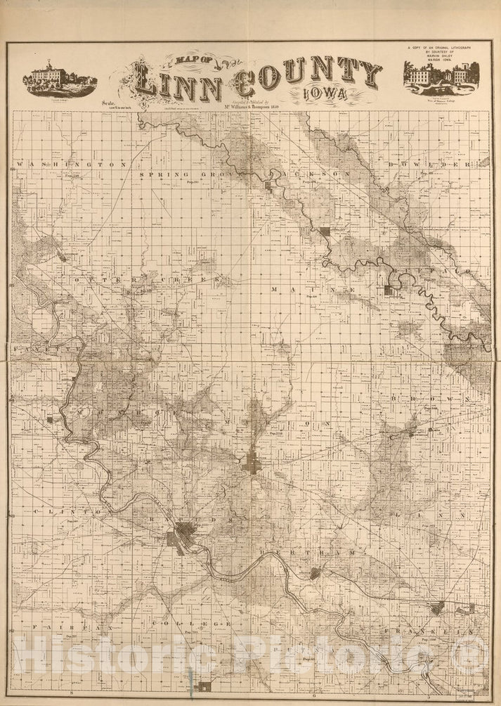 Historic 1949 Map - Map of Linn County, Iowa – Historic Pictoric
