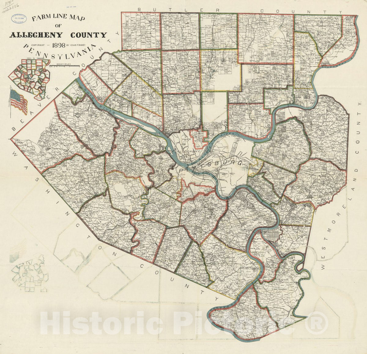 Historic 1898 Map - Farm line map of Allegheny County, Pennsylvania ...