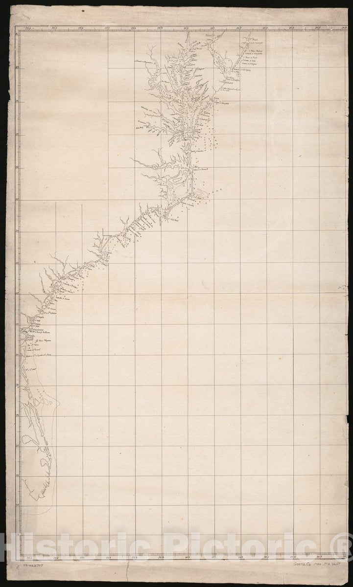 Historic 1780 Map - Map of Coast from Southern Florida to Central New ...