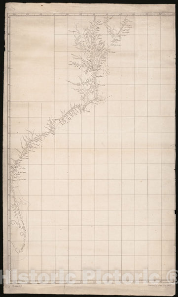 Historic 1780 Map - Map of Coast from Southern Florida to Central New ...