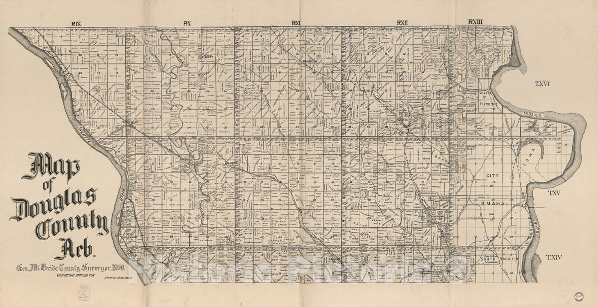 Historic 1900 Map - Map of Douglas County, Neb. – Historic Pictoric
