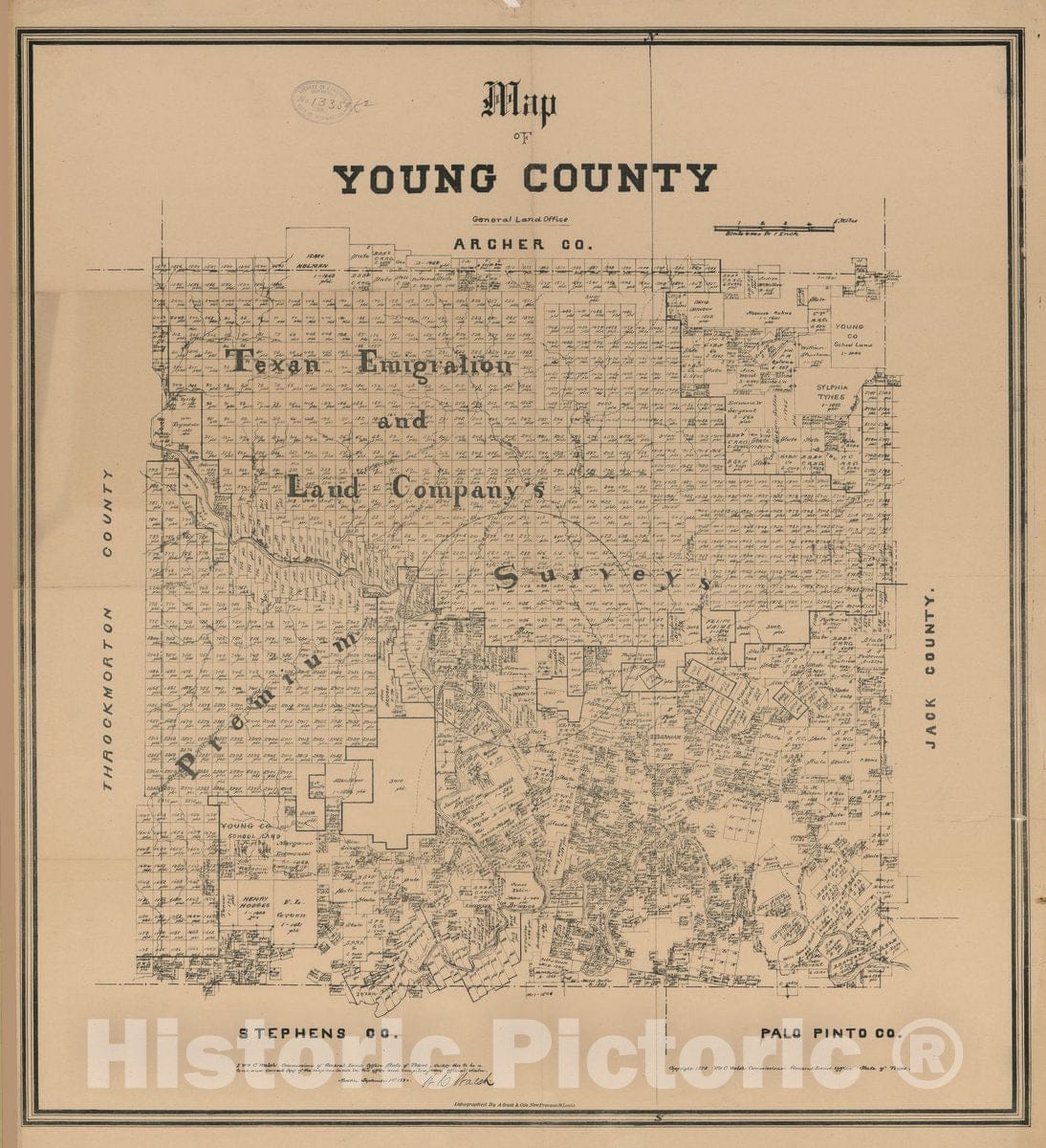 Historic 1880 Map - Map of Young County. – Historic Pictoric