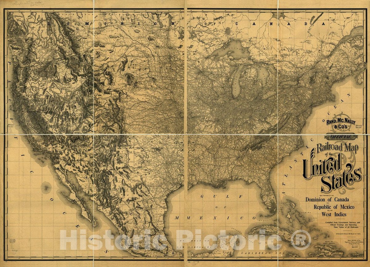 Historic 1893 Map - Rand, Mc.Nally & Co's Official Railroad map of The ...