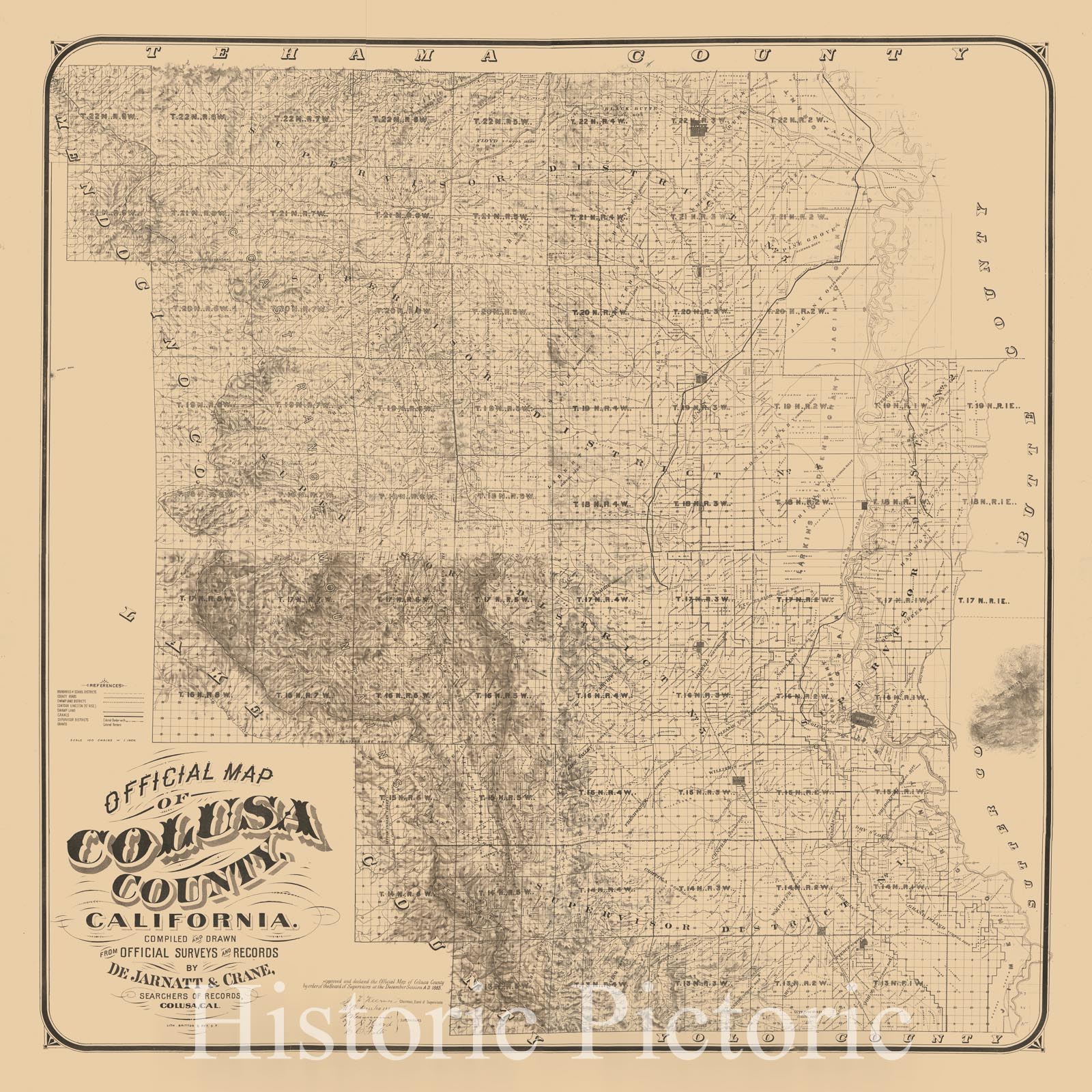 Historic 1885 Map - Official map of Colusa County, California. : compi ...
