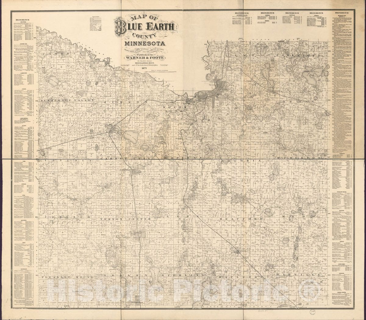 Historic 1879 Map - Map of Blue Earth County, Minnesota : Drawn from A ...