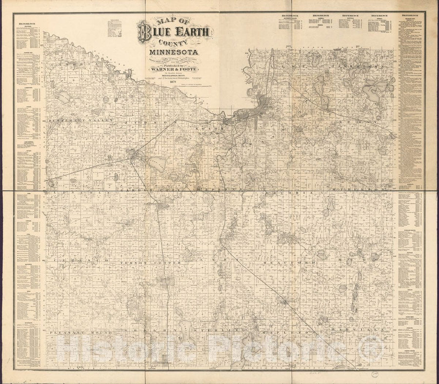 Historic 1879 Map - Map of Blue Earth County, Minnesota : Drawn from A ...