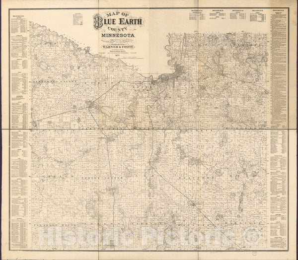 Historic 1879 Map - Map of Blue Earth County, Minnesota : Drawn from A ...