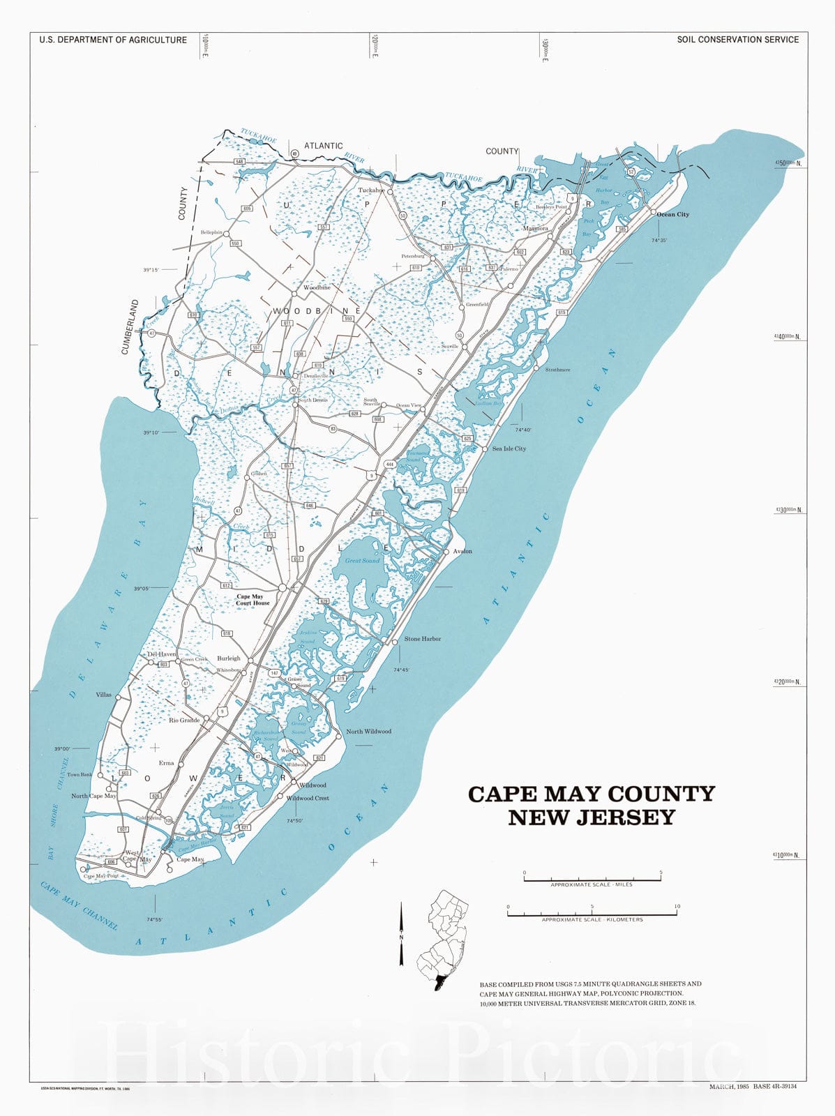 Historic 1985 Map - Cape May County, New Jersey – Historic Pictoric