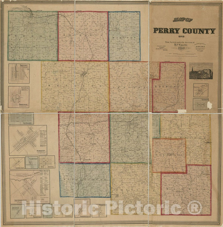 Historic 1859 Map - Map of Perry County, Ohio – Historic Pictoric