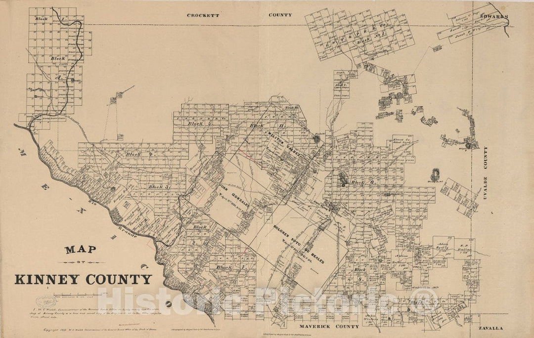 Historic 1879 Map - Map of Kinney County. – Historic Pictoric