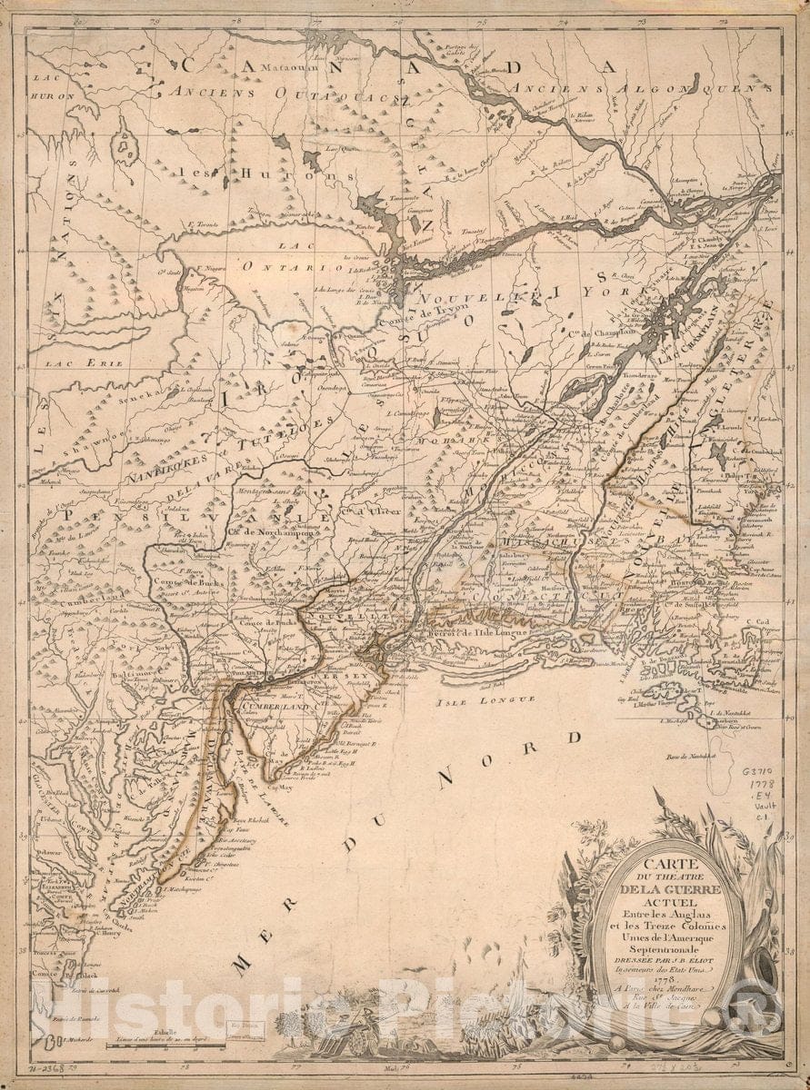 Historic 1778 Map - Carte du thÃ©atre de la Guerre actuel Entre les An ...
